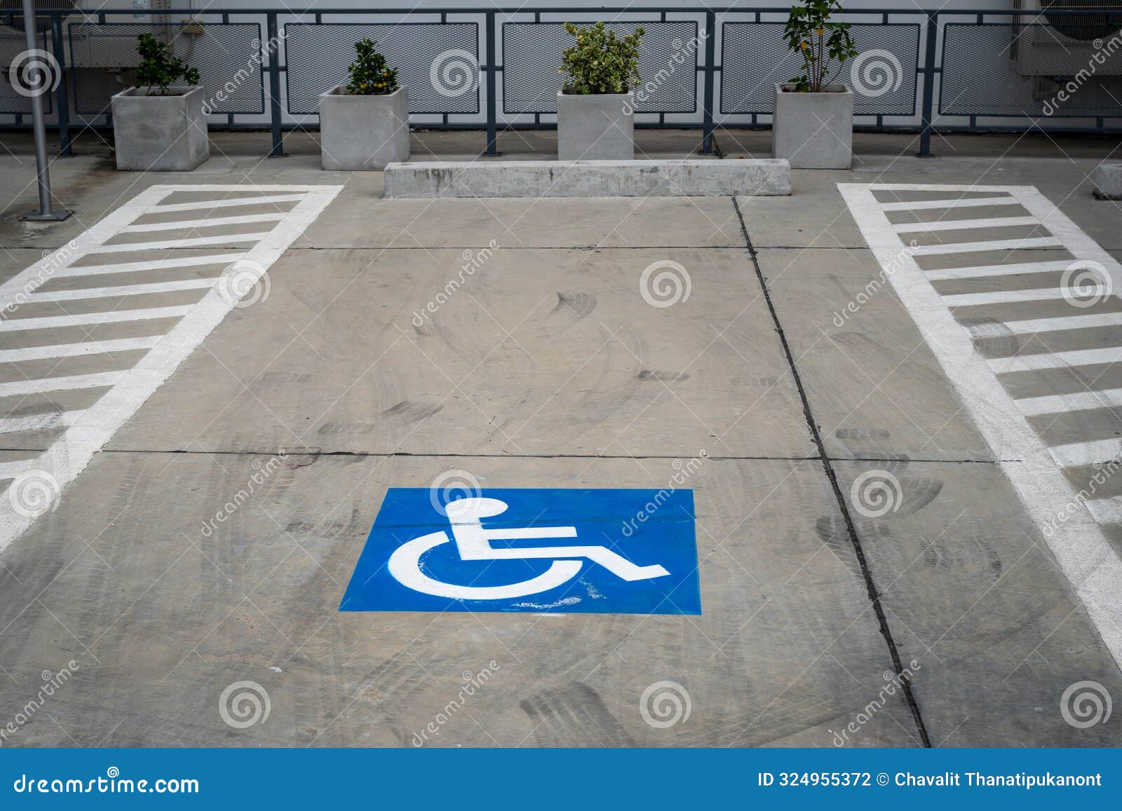 Parking Space for Disabled People with a Disabled Sign on the Floor ...