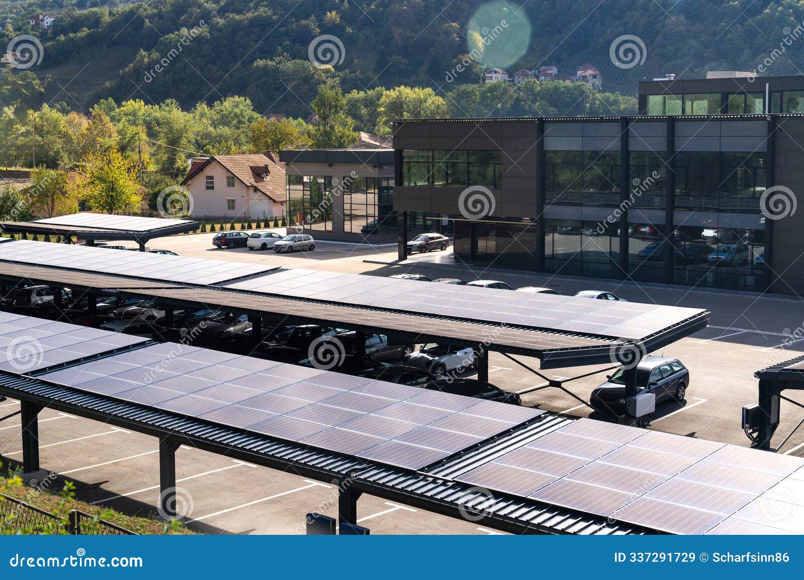 Parking Space with Solar Panels on a Roof Stock Image - Image of space ...