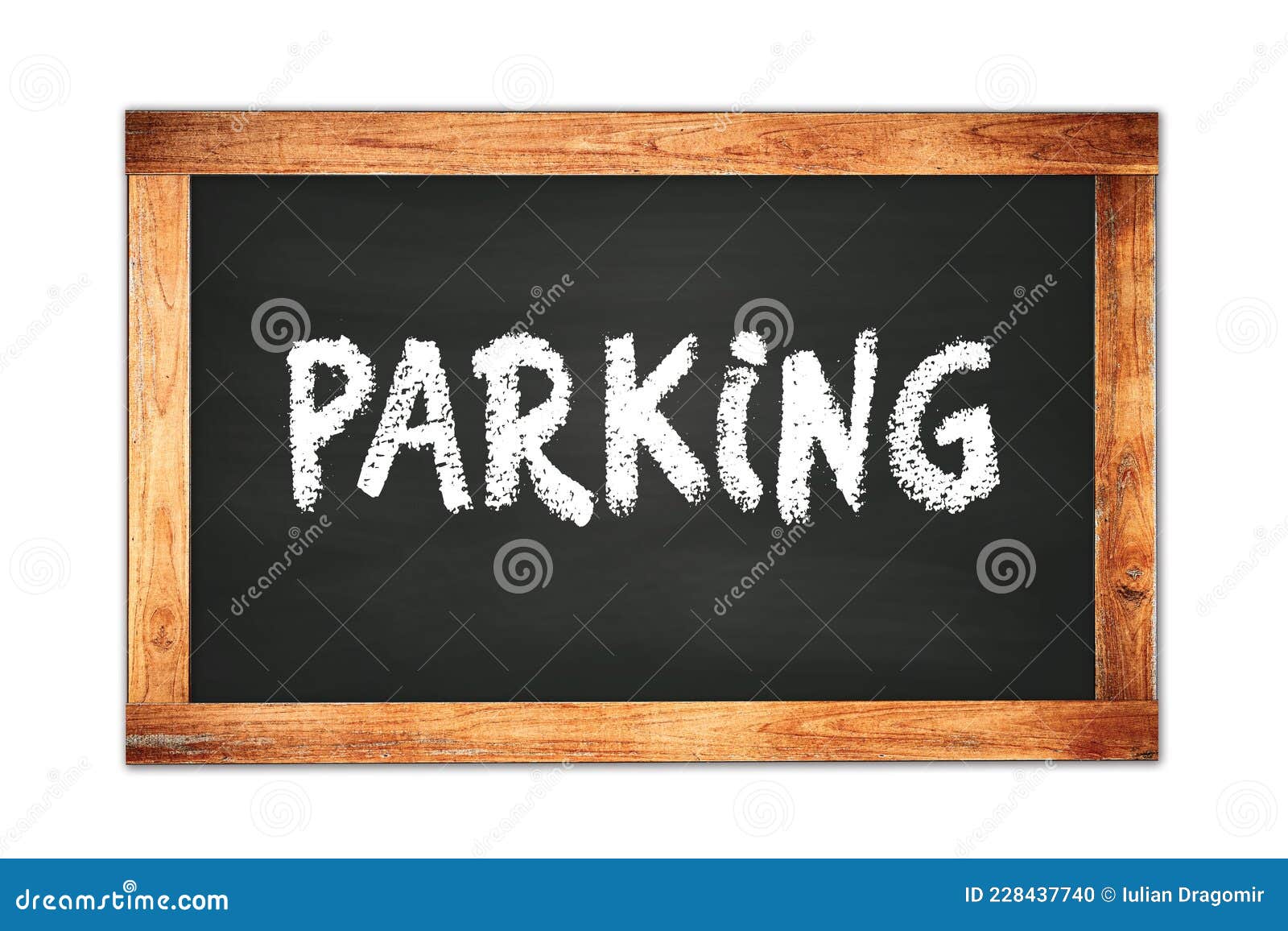 PARKING Text Written on Wooden Frame School Blackboard Stock ...
