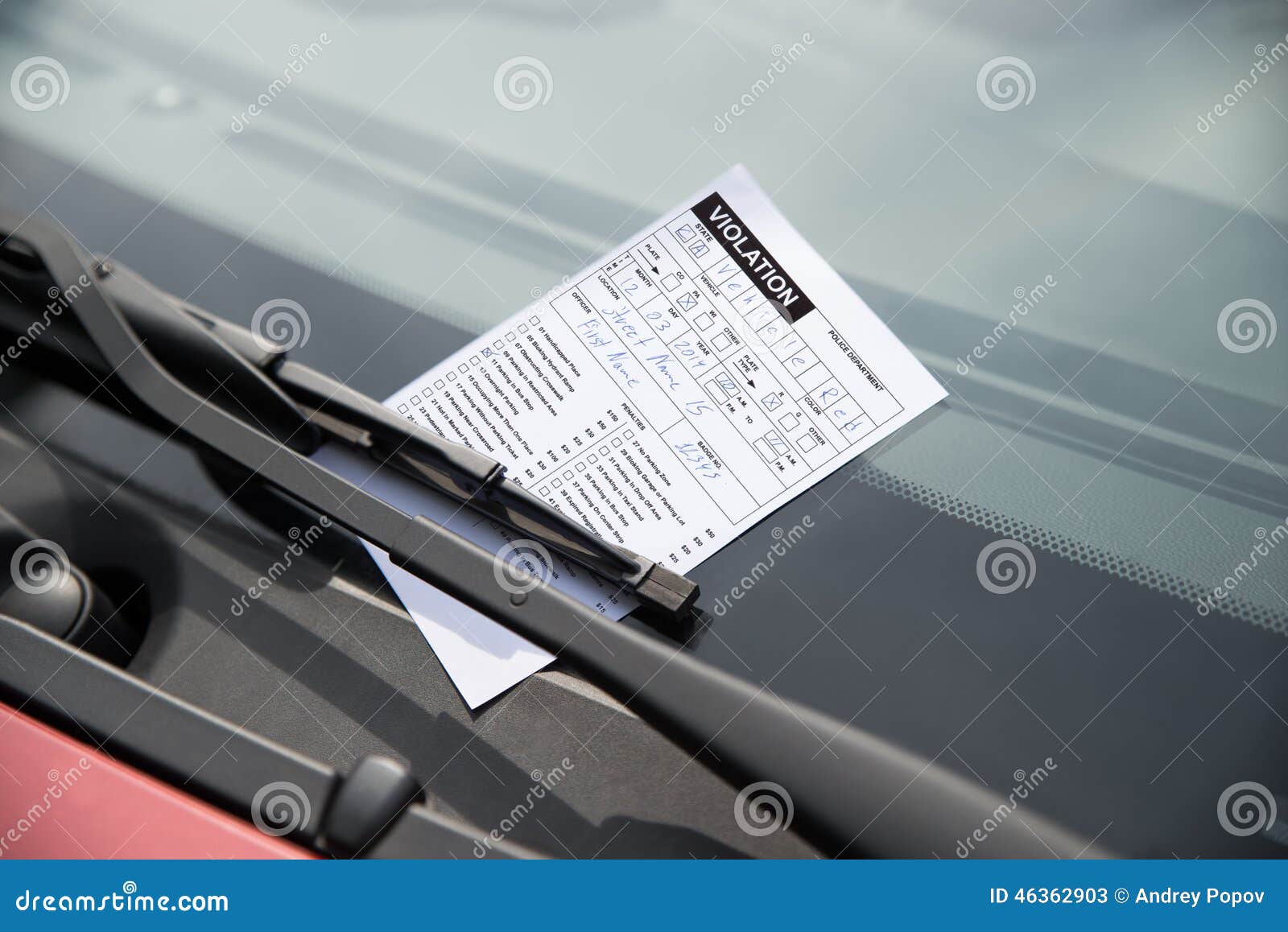 Parking ticket on car stock image. Image of paper, outdoors - 46362903