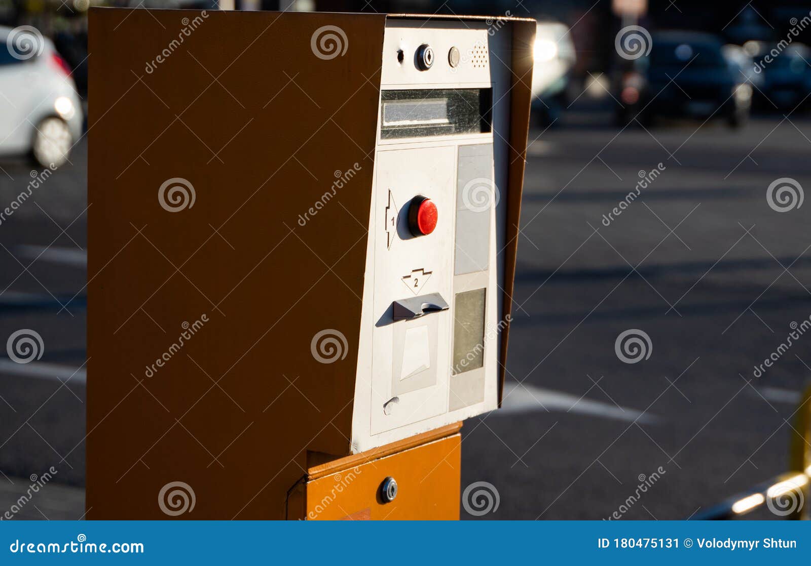 Parking Tickets Machine on a Entree in Parking Area. Stock Image ...