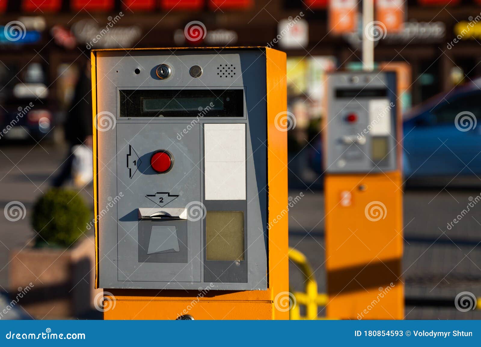Parking Tickets Machine on a Entree in Parking Area. Stock Image ...