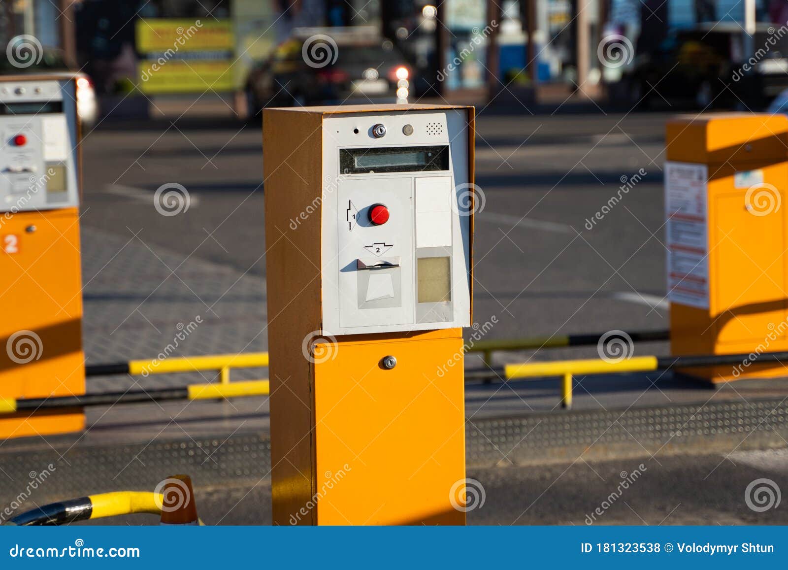 Parking Tickets Machine on a Entree in Parking Area. Stock Photo ...