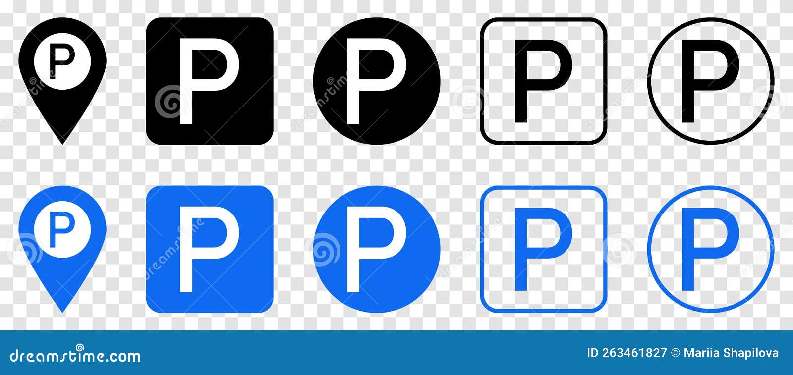 Parking and traffic signs stock vector. Illustration of driving - 263461827