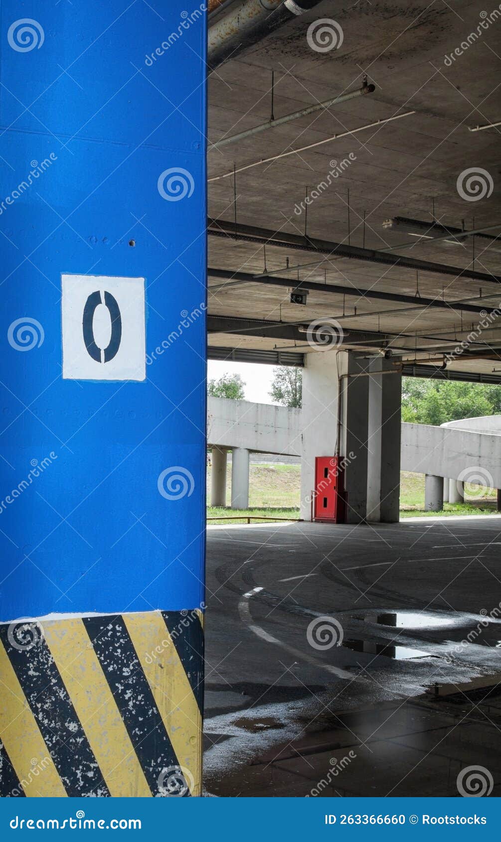 Parking under the building stock photo. Image of road - 263366660