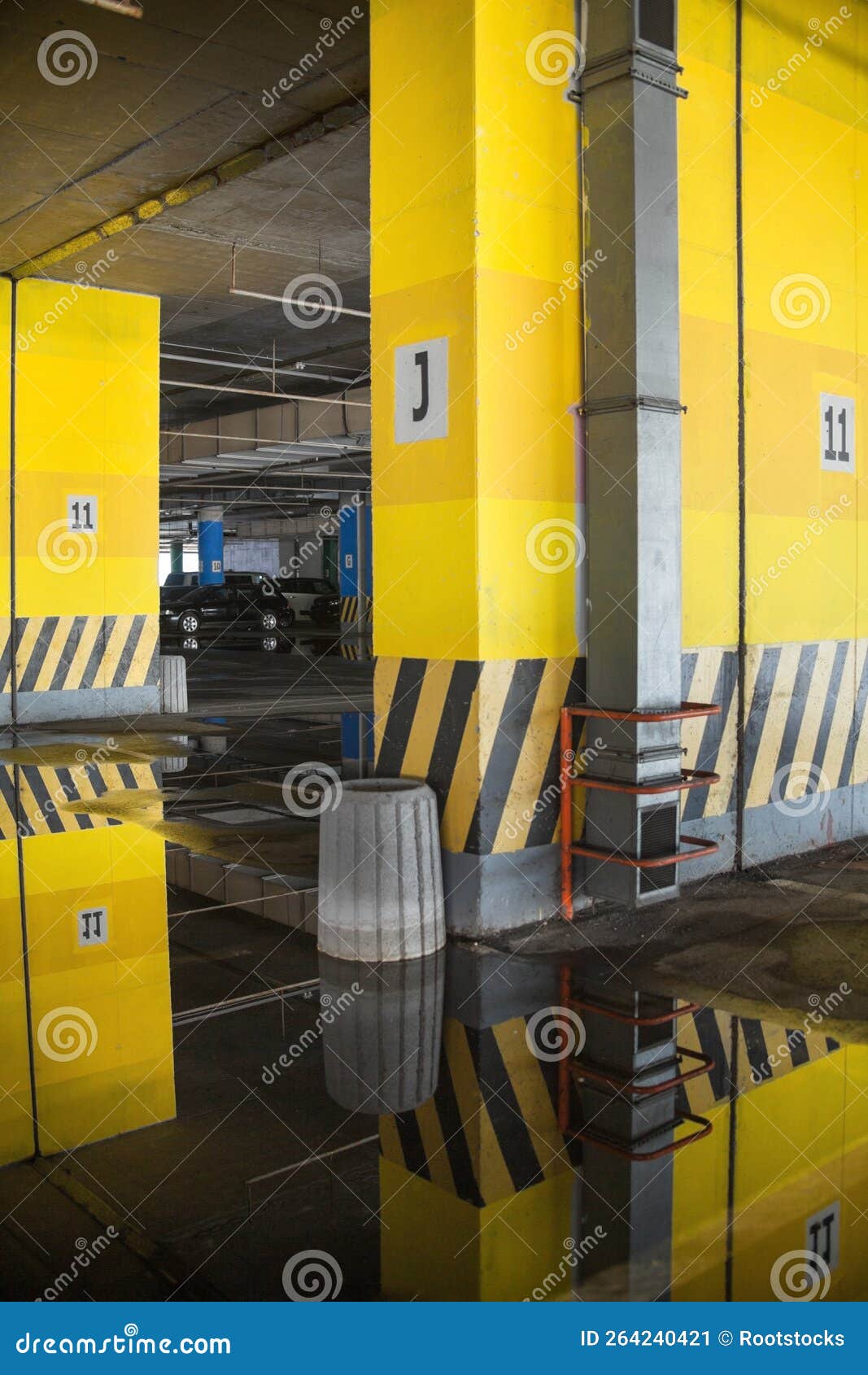 Parking under the building stock image. Image of reflect - 264240421