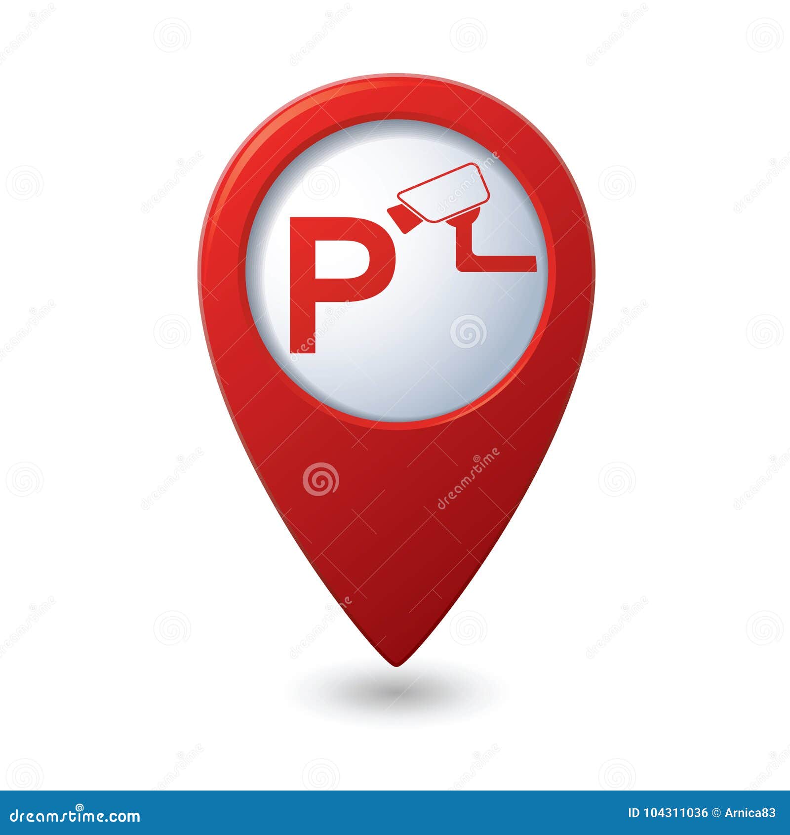 Parking Under Supervision Icon on the Map Pointer Stock Vector ...