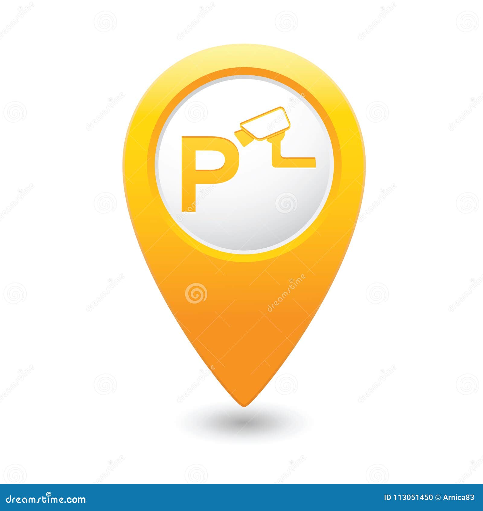 Parking Under Supervision Icon on the Map Pointer Stock Vector ...