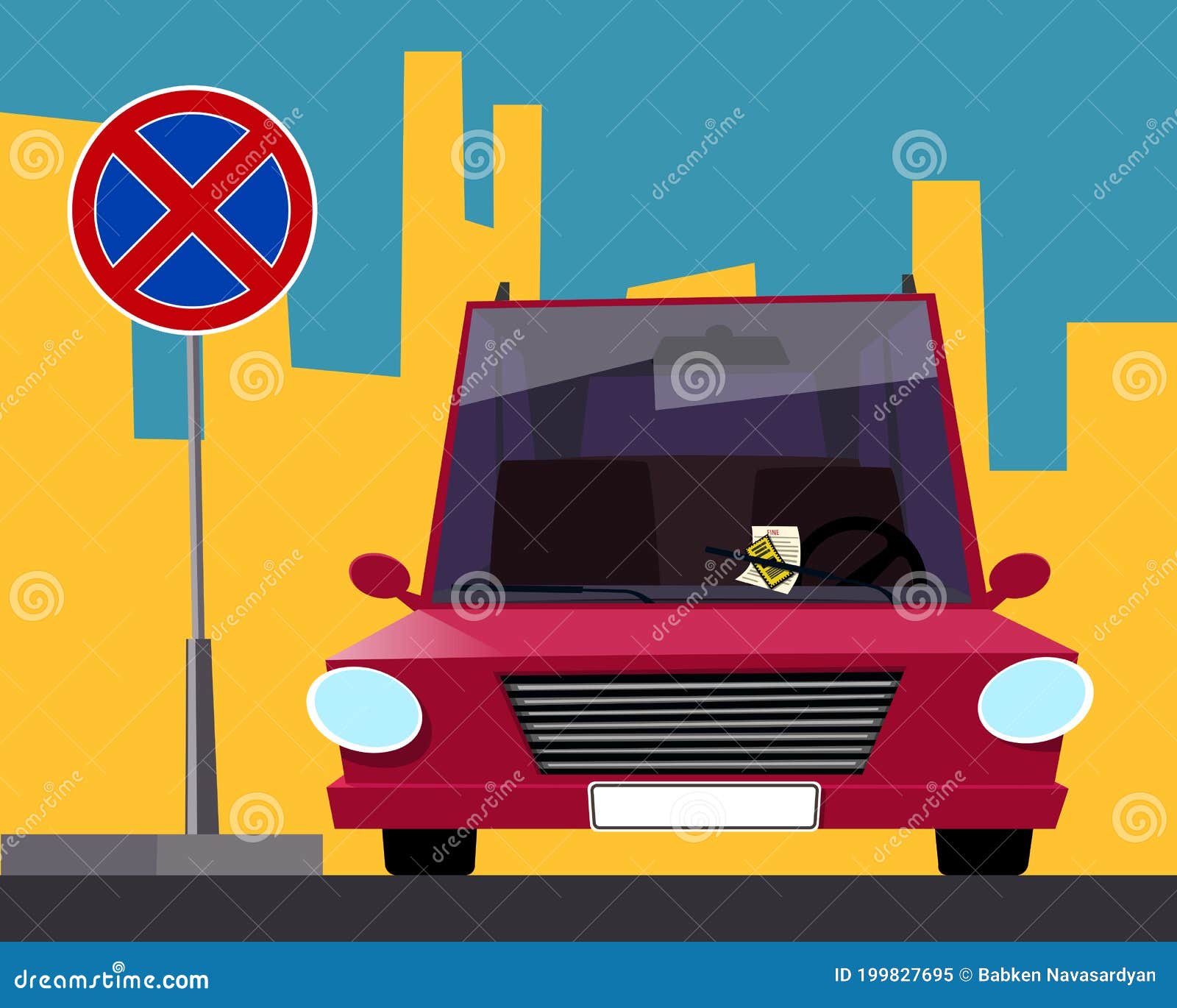 Parking Violation Ticket Fine Placed On The Car Windshield, Under Wiper ...