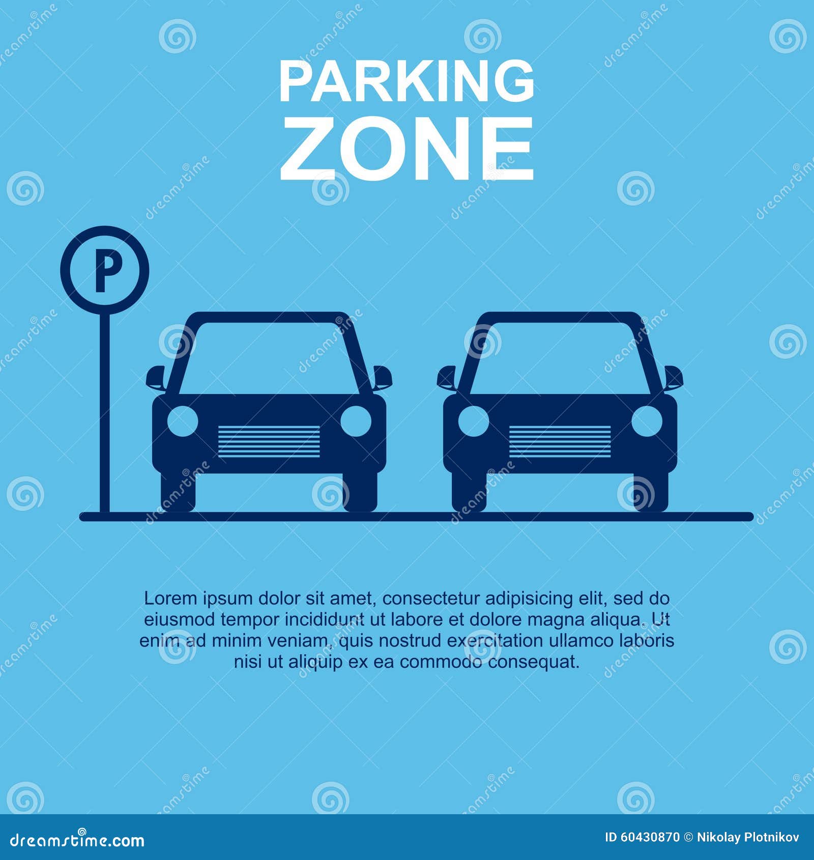 Parking Zone Sign With Car Black Silhouette Icons. City Parking Lot ...