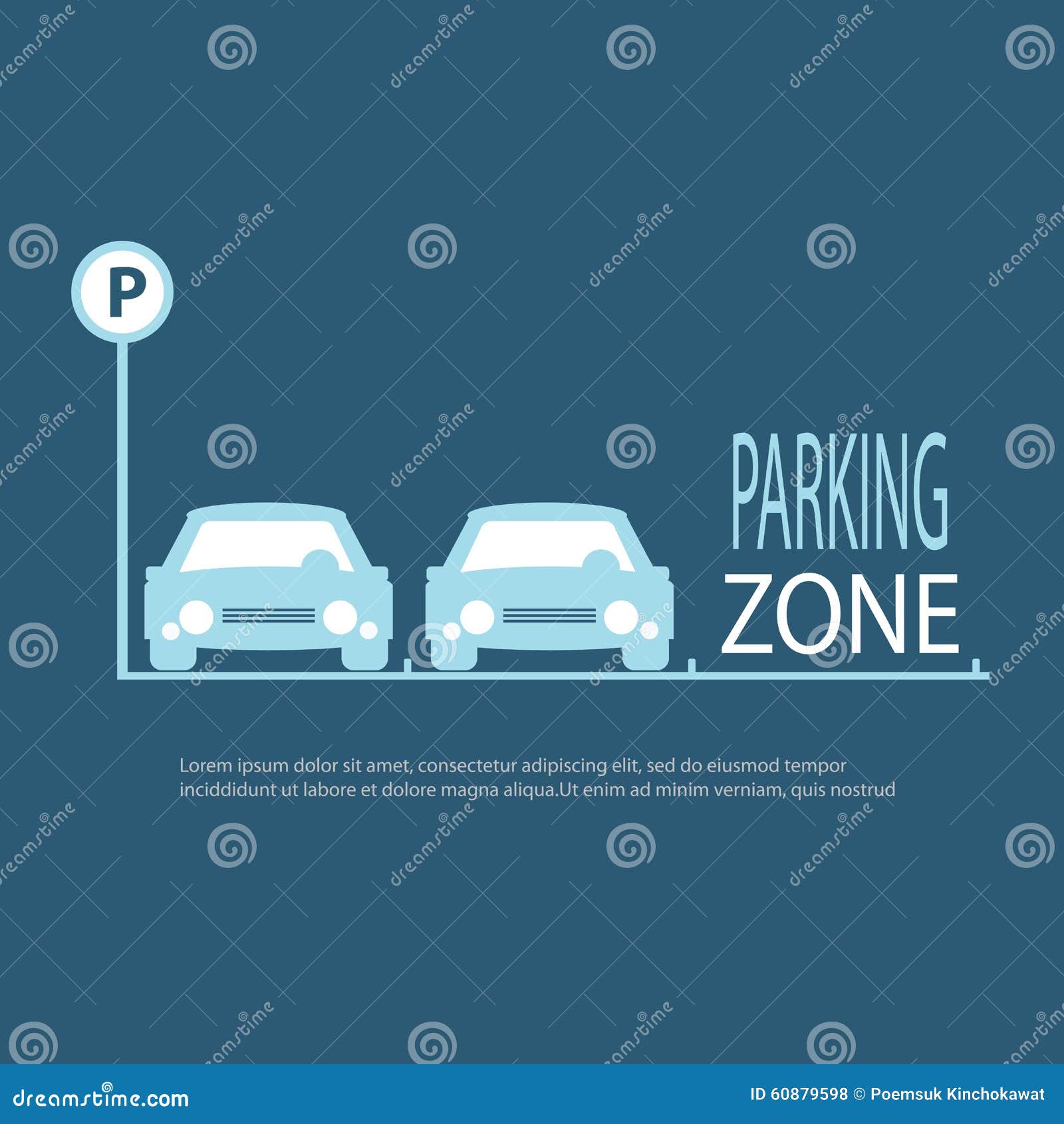 Parking Zone Sign With Car Black Silhouette Icons. City Parking Lot ...