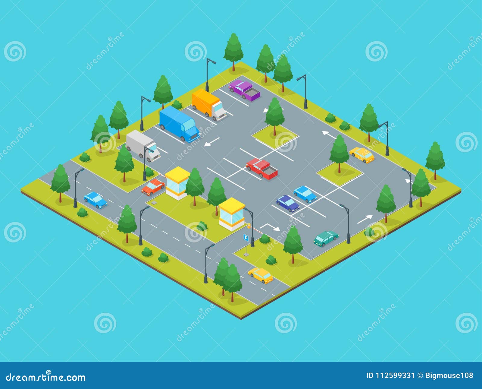 Parking Zone Concept 3d Isometric View. Vector | CartoonDealer.com ...