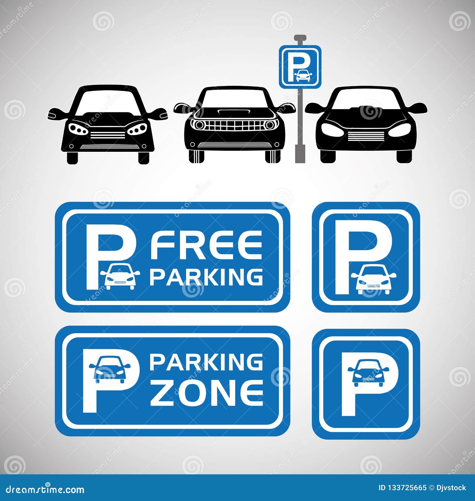 Parking zone set signals stock vector. Illustration of automobile ...