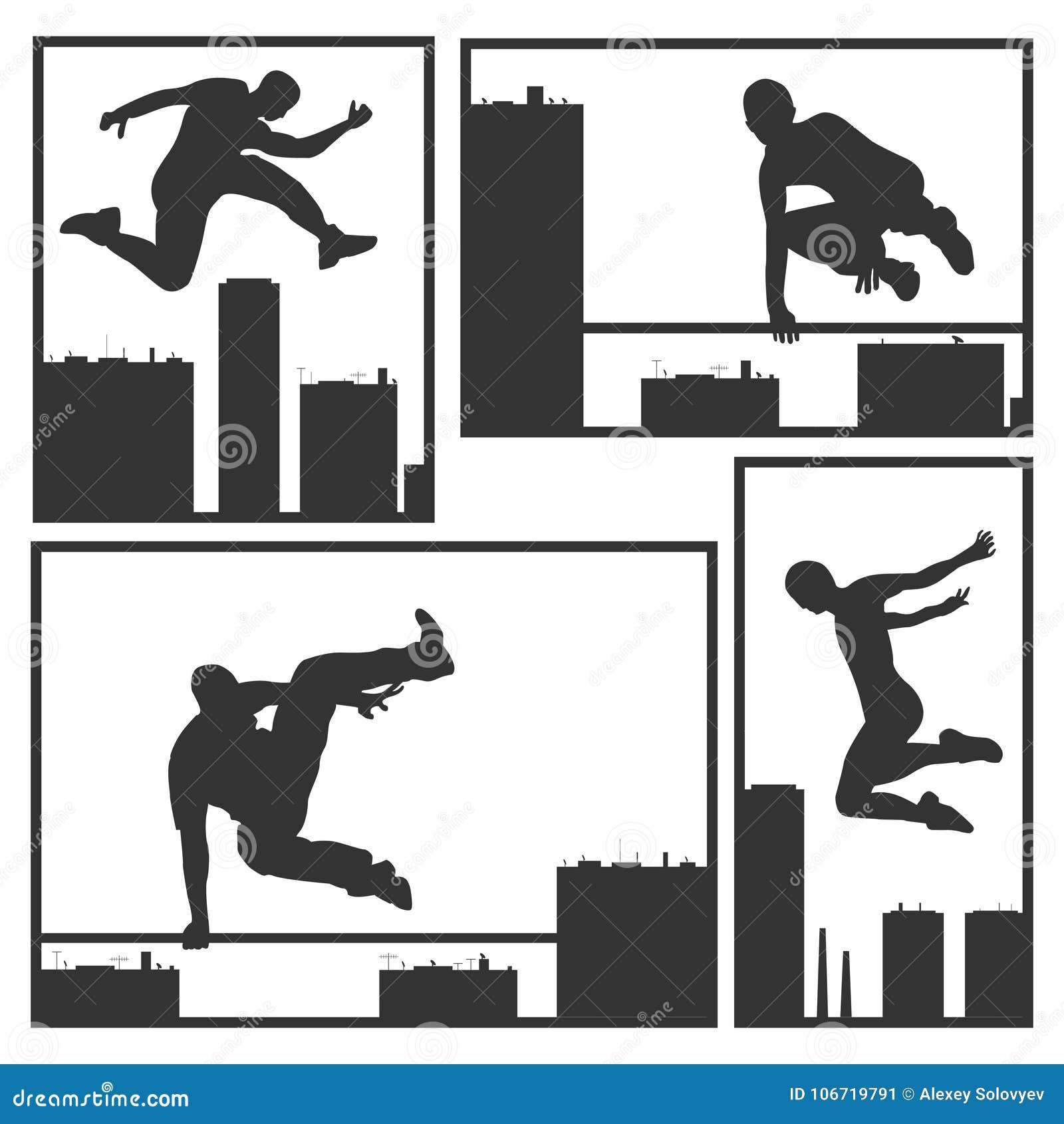 Parkour Figure Illustration Flat Elements Stock Vector - Illustration ...