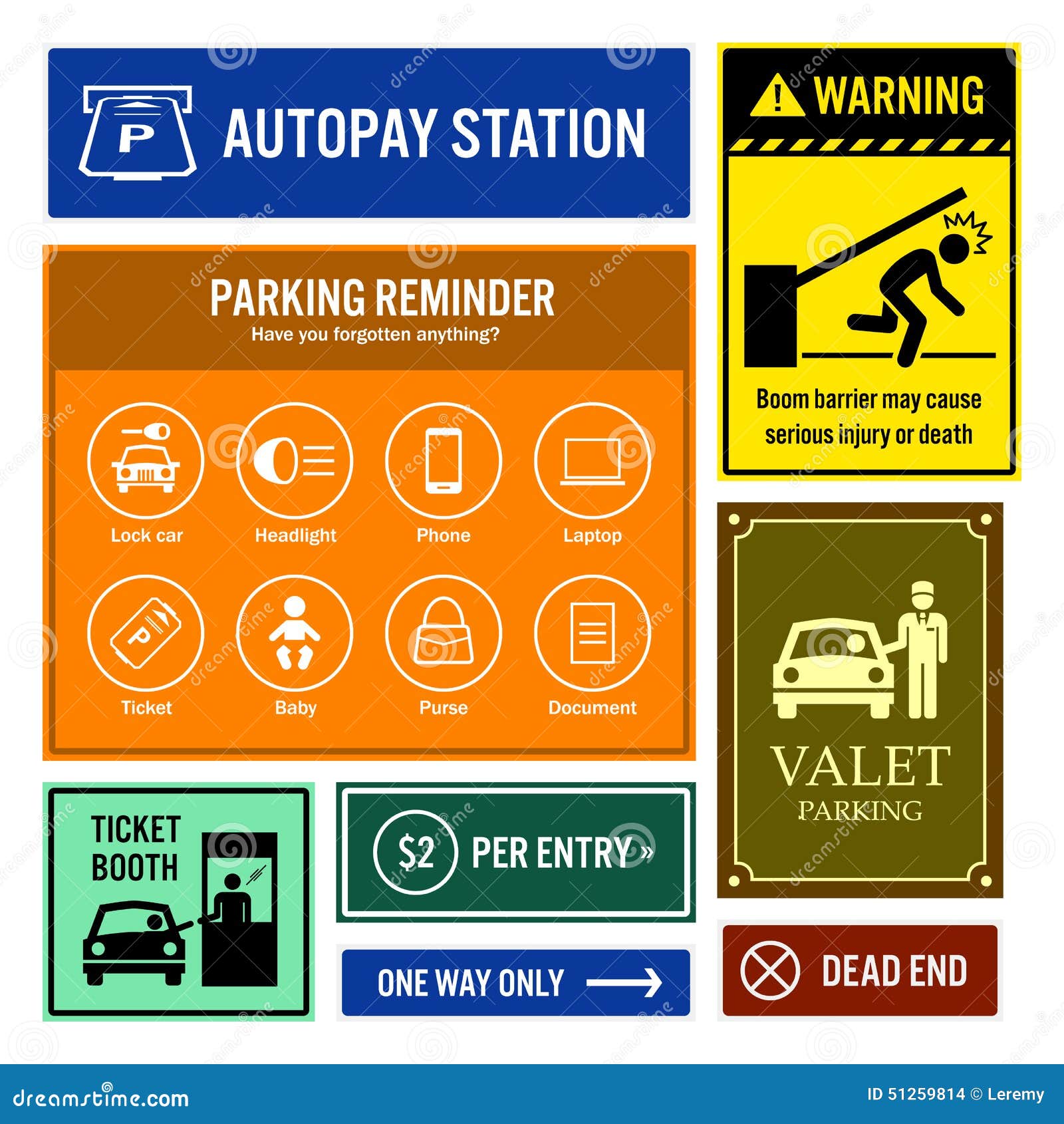 Parkplatz-Anzeigen-und Informations-Schilder Vektor Abbildung ...
