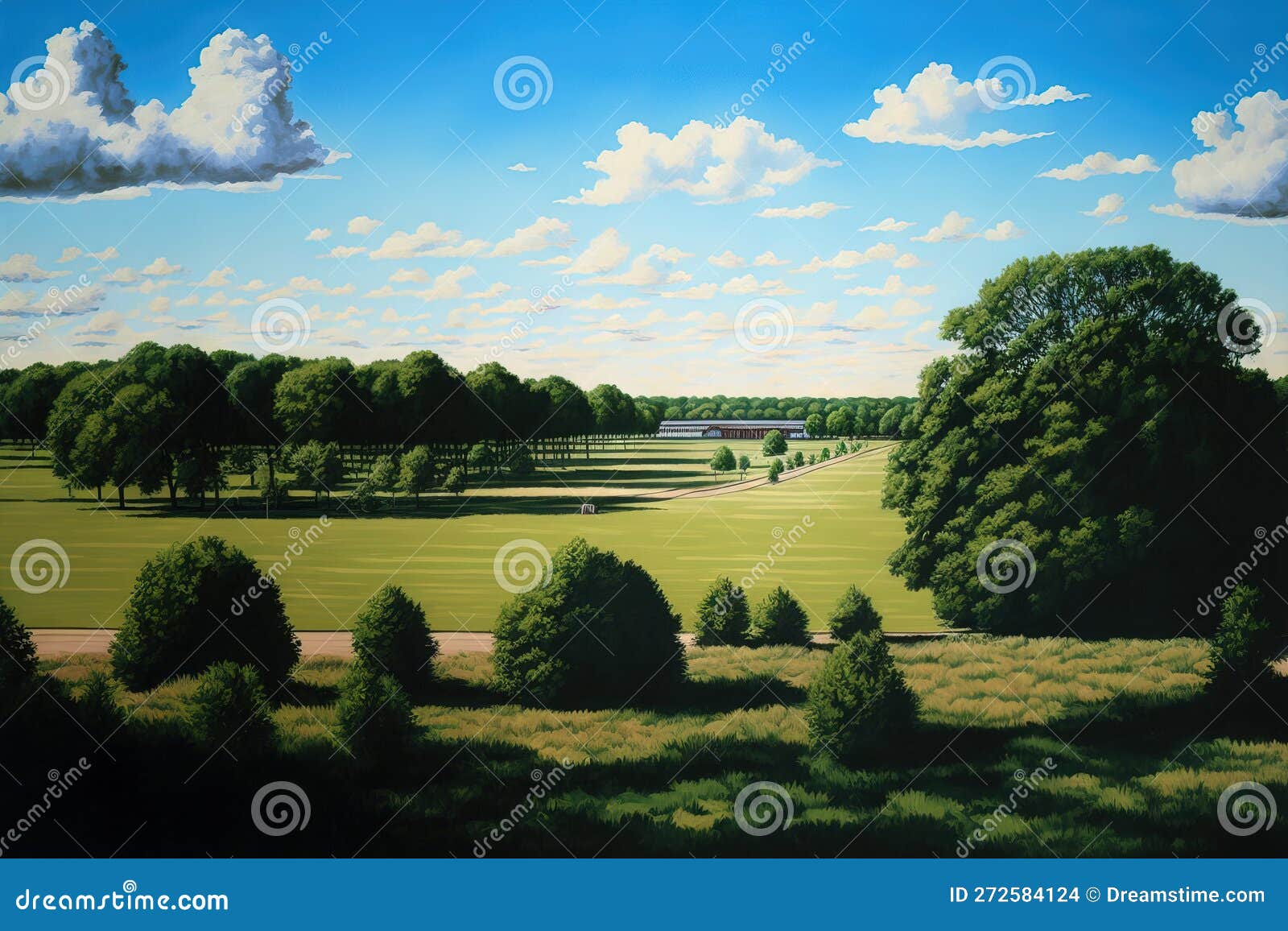 The Parks Ground, with a Landscape and a Blue Sky in the Distance Stock ...