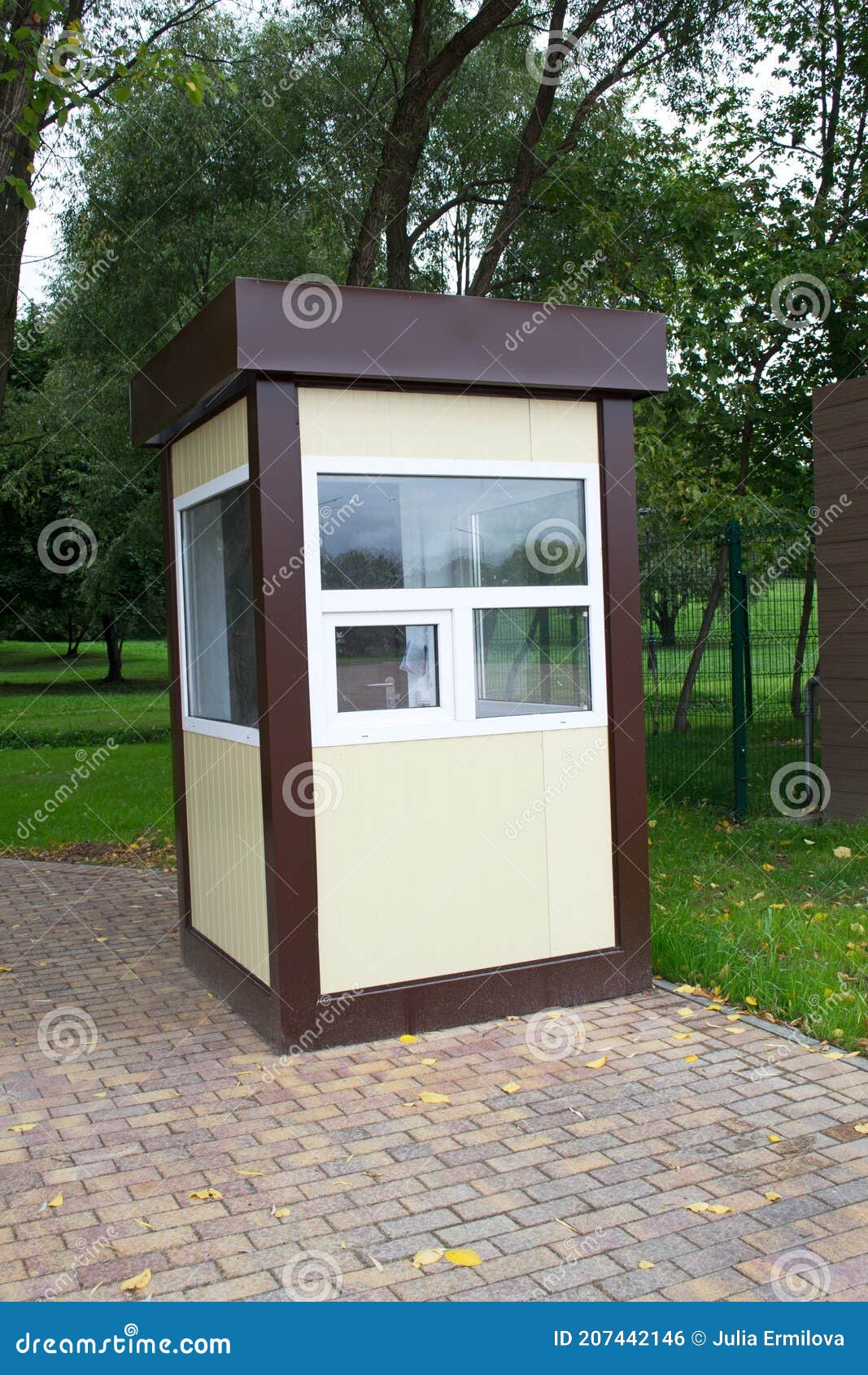 Security Booth in the Park. Close-up Front View Stock Photo - Image of ...