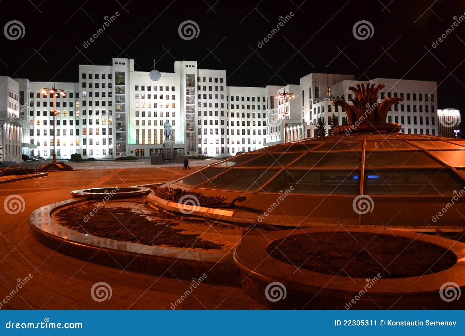 Parliament Building in Minsk at Night. Belarus Stock Image - Image of ...