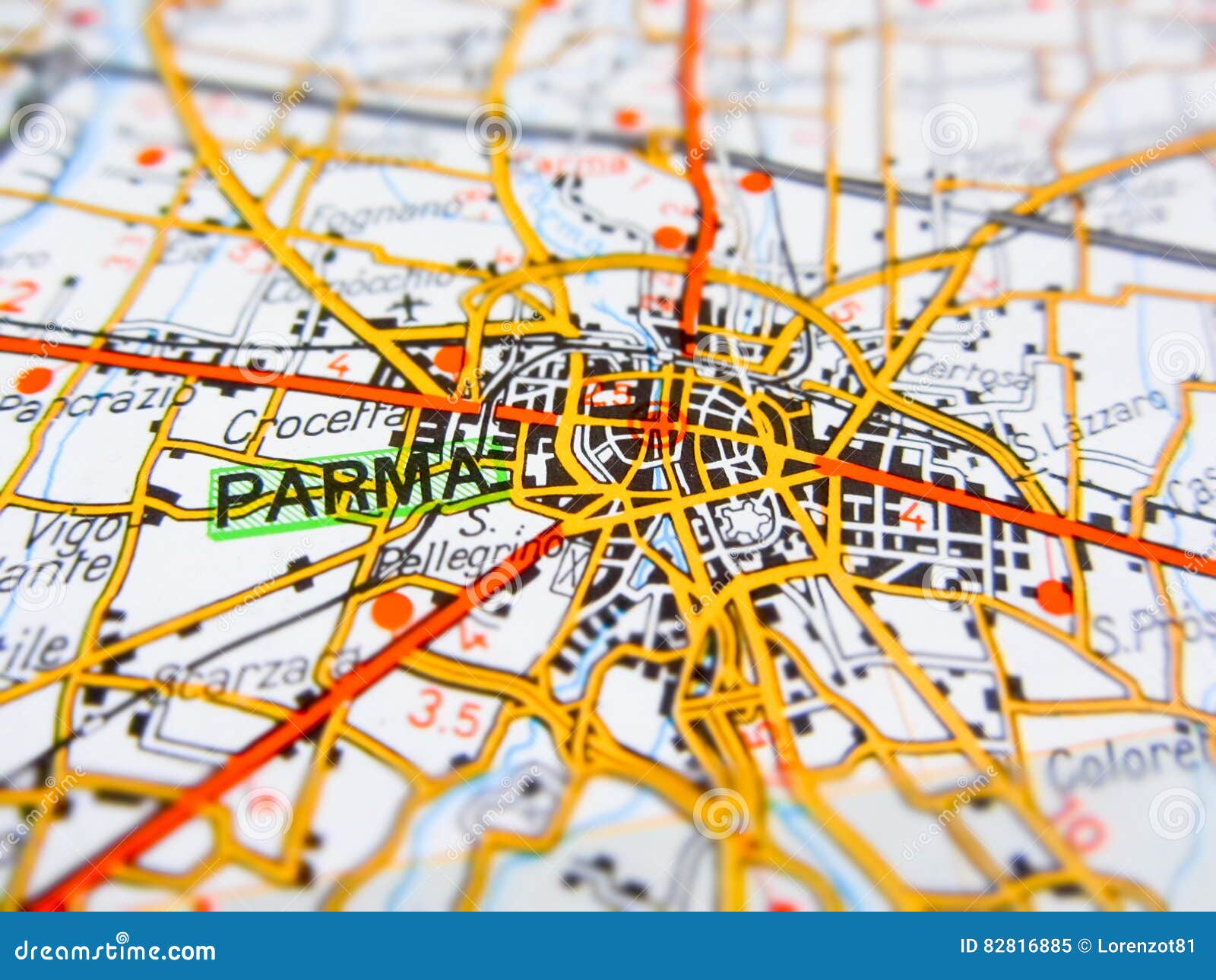 Parma City Over a Road Map ITALY Stock Image - Image of cartography ...
