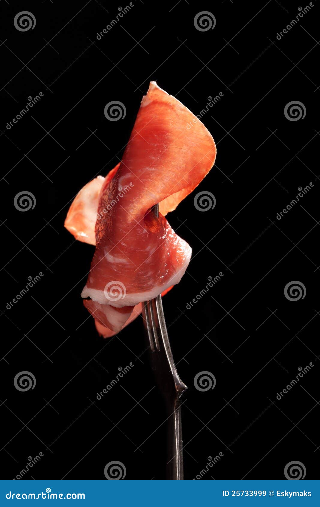 Parma Ham on Fork Isolated. Stock Image - Image of fork, nutrition ...