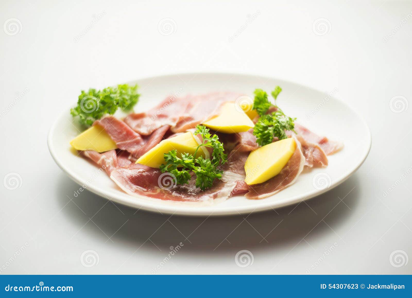 Parma Ham with Mango Starter Stock Image - Image of trendy, gourmet ...