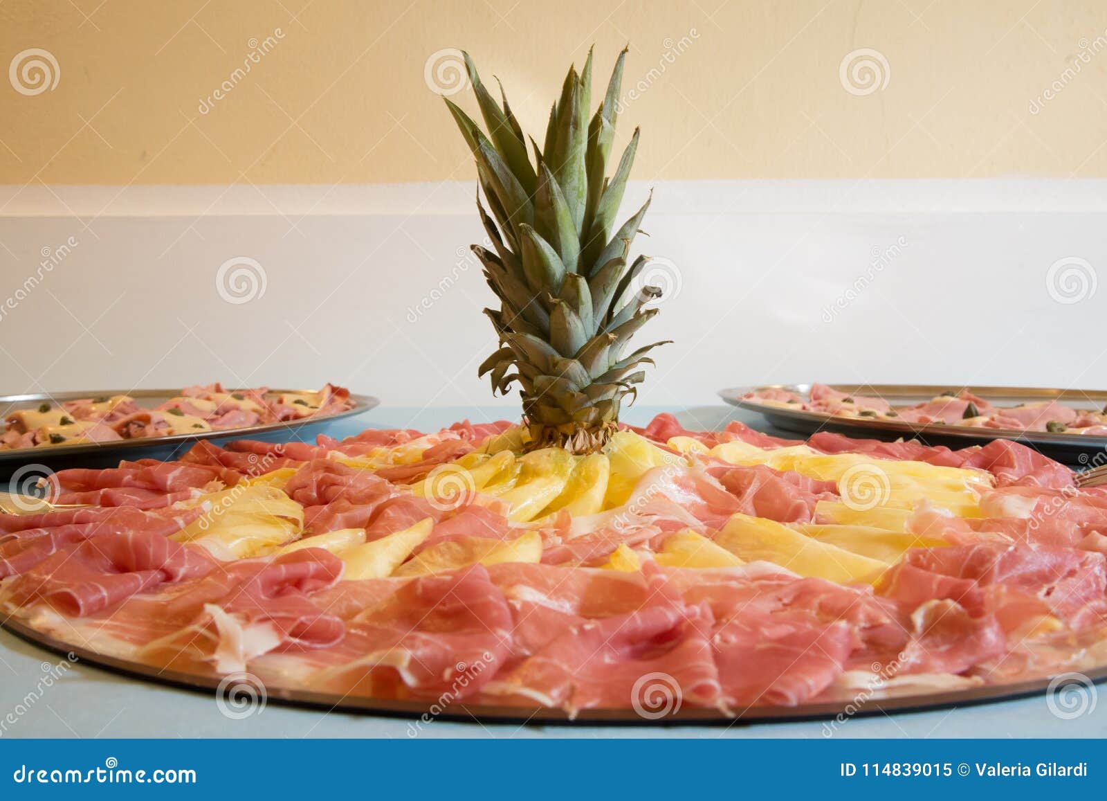Parma`s ham with ananas stock image. Image of parma - 114839015
