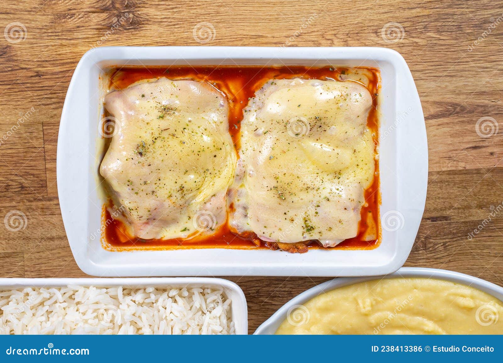 Parmegiana Steak Also Known As Filet Parmegiana. Accompanied by Mashed ...