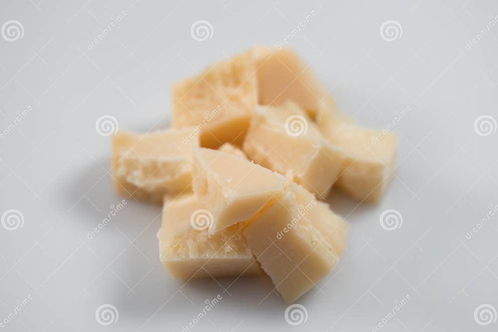 Parmesan Cheese Chunks on White Background Stock Photo - Image of slice ...