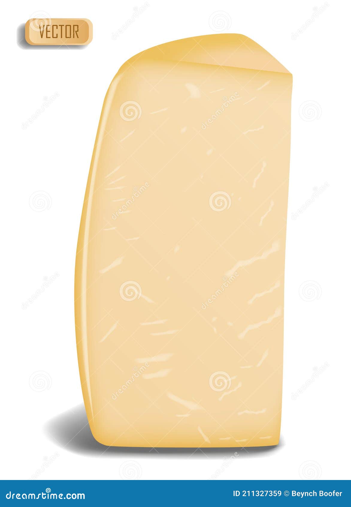 Parmesan Cheese Isolated on White Photo-realistic Vector Illustration ...