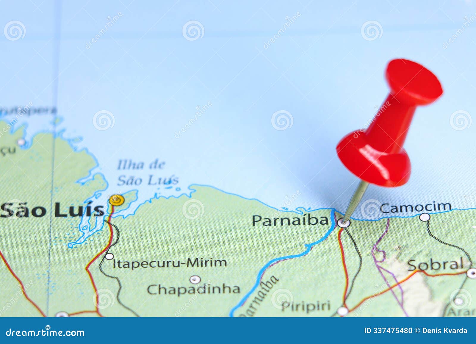 Parnaiba, Brazil Pin on Map Stock Photo - Image of guidance, road ...