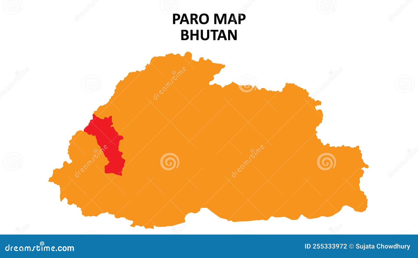 Paro State and Regions Map Highlighted on Bhutan Map Stock Illustration ...