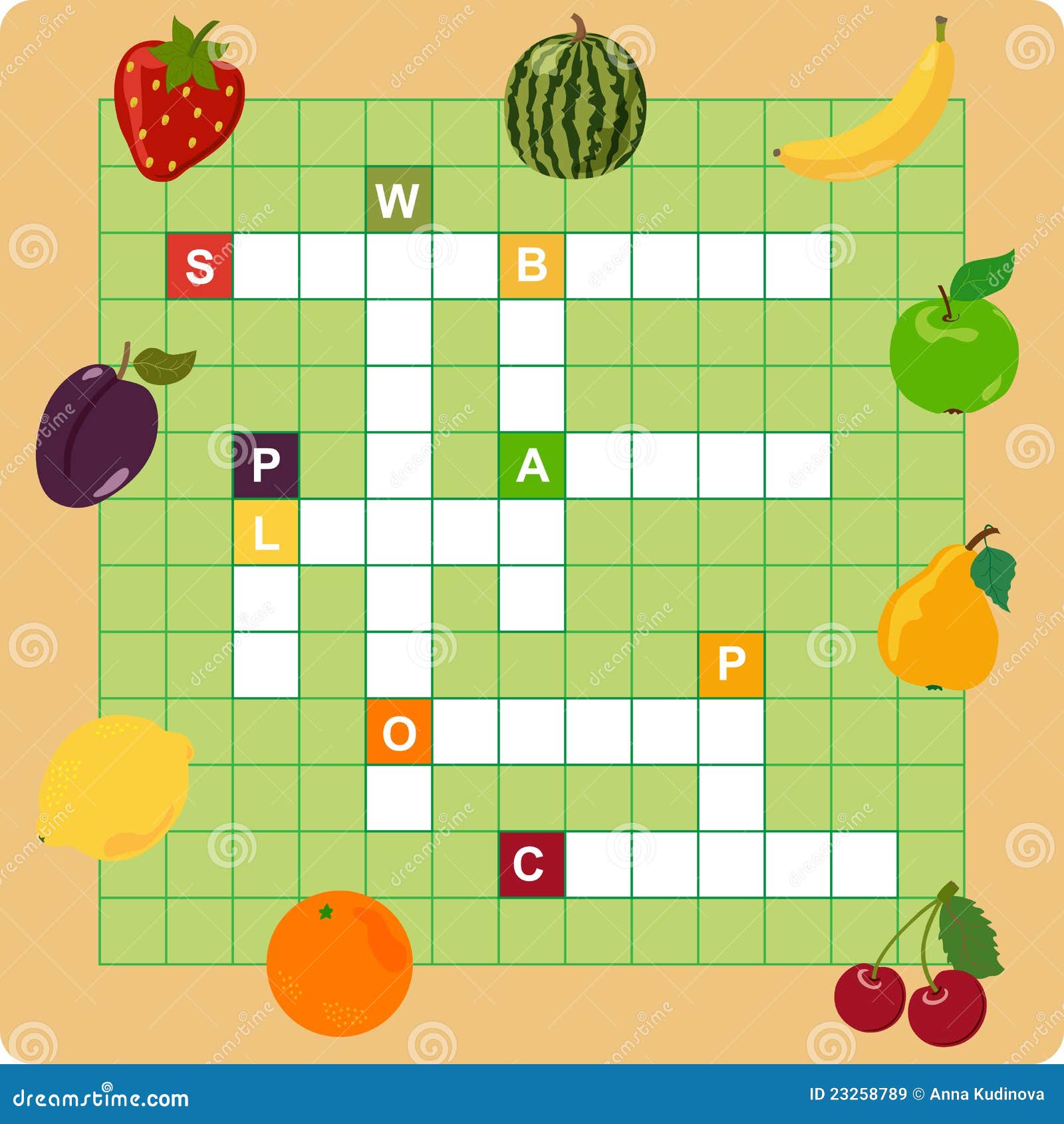 Parole Incrociate Della Frutta Illustrazione Vettoriale - Illustrazione ...