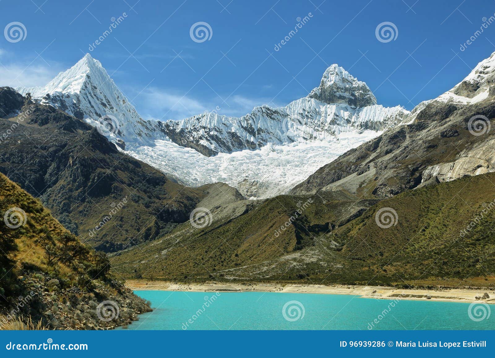 Paron Lake and Pyramid Peak Stock Photo - Image of huaraz, huayhuash ...