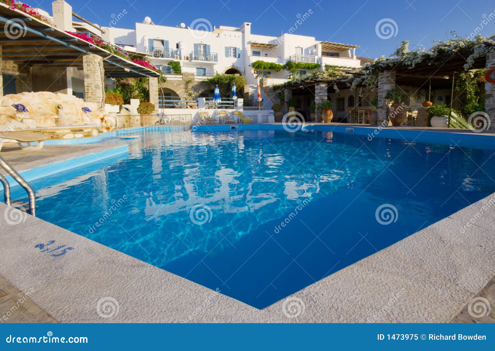 Paros Hotel Pool stock image. Image of balcony, swimming - 1473975