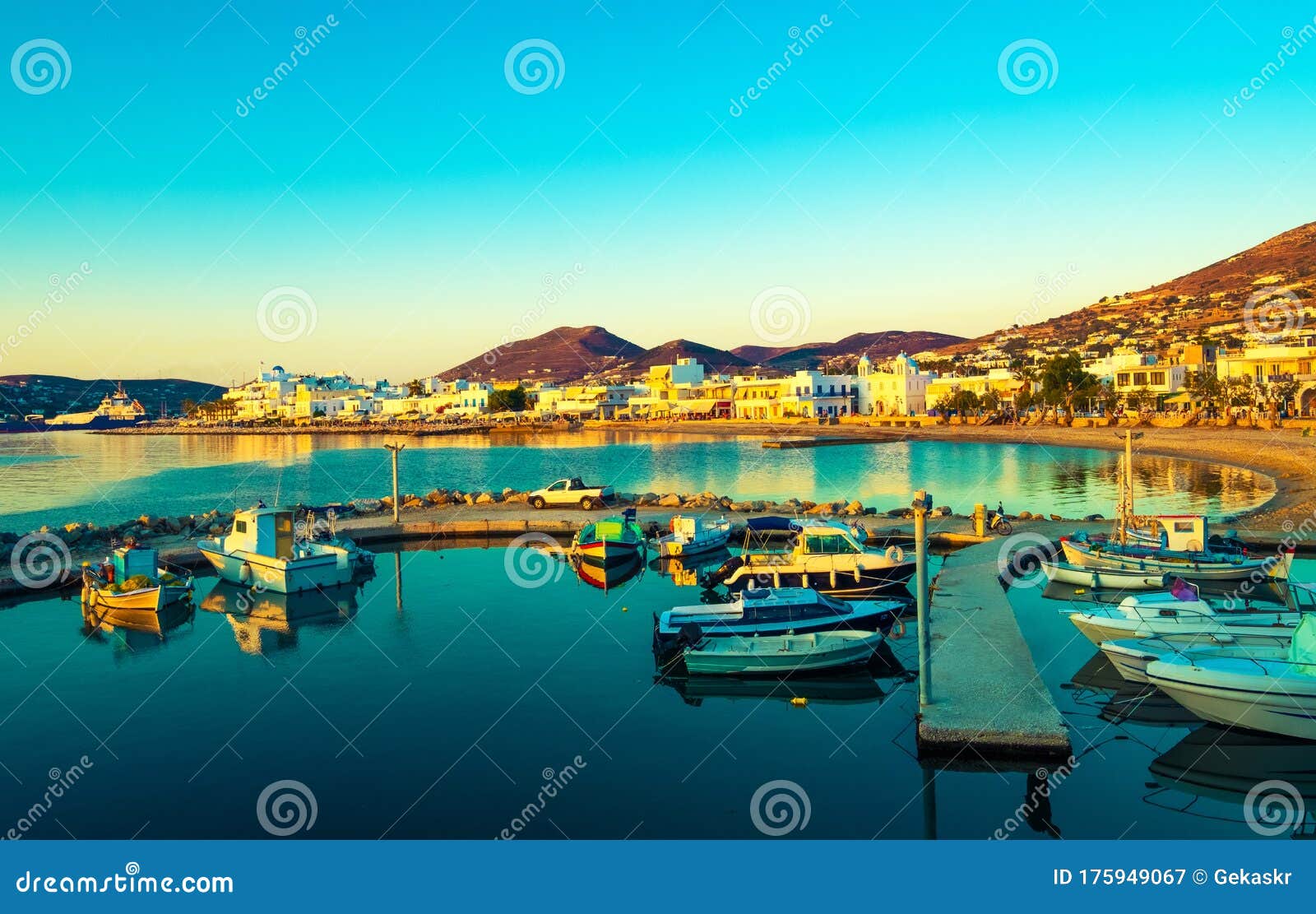 Paros island during sunset stock image. Image of europe - 175949067