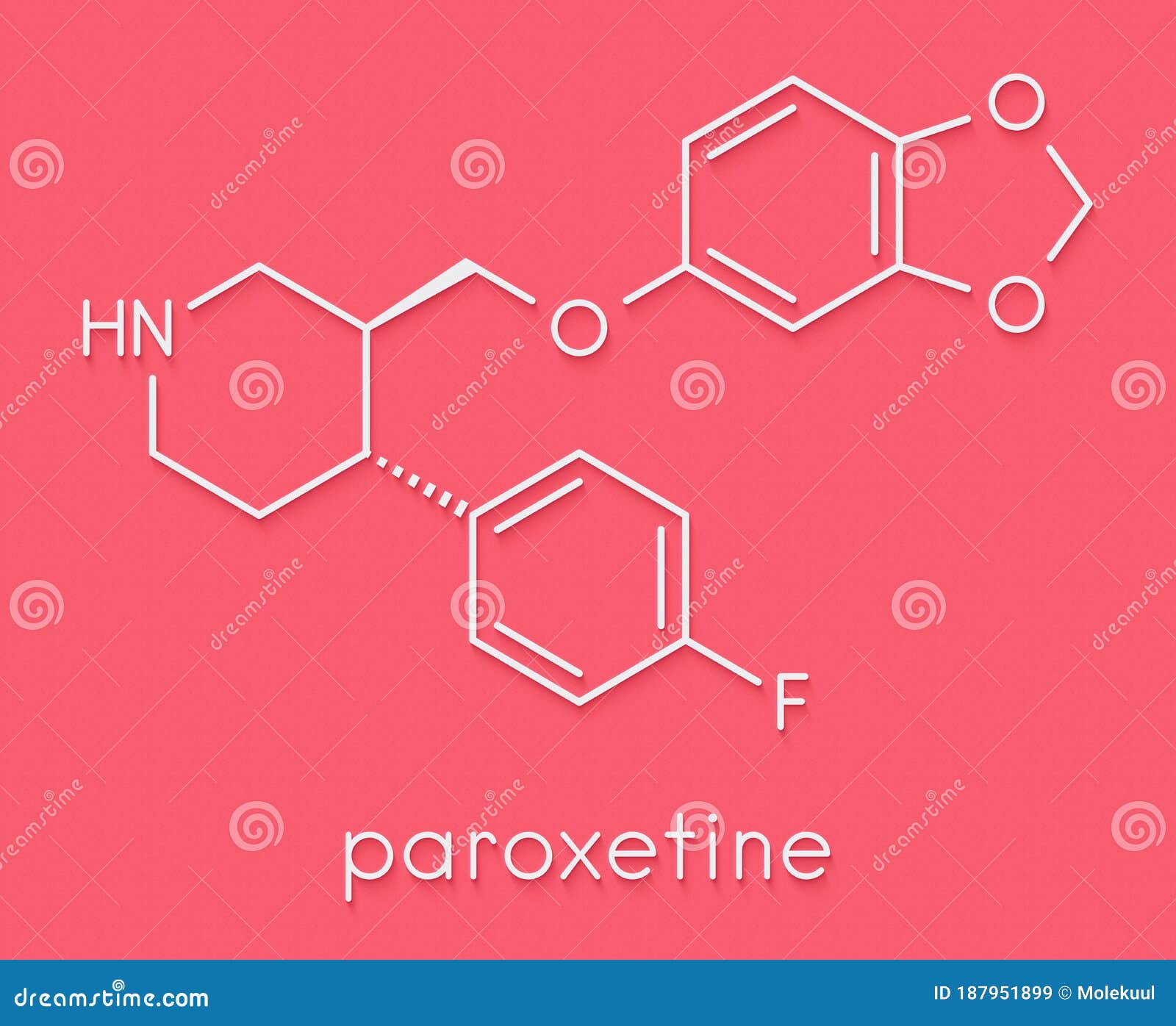 Paroxetine Antidepressant Drug SSRI Class Molecule. Skeletal Formula ...