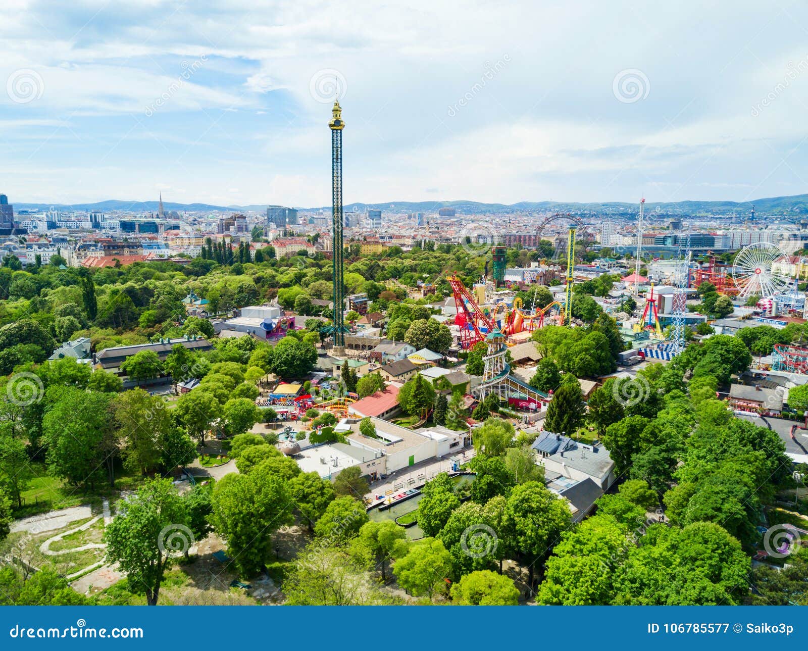 Parque de Prater en Viena imagen de archivo. Imagen de aéreo - 106785577