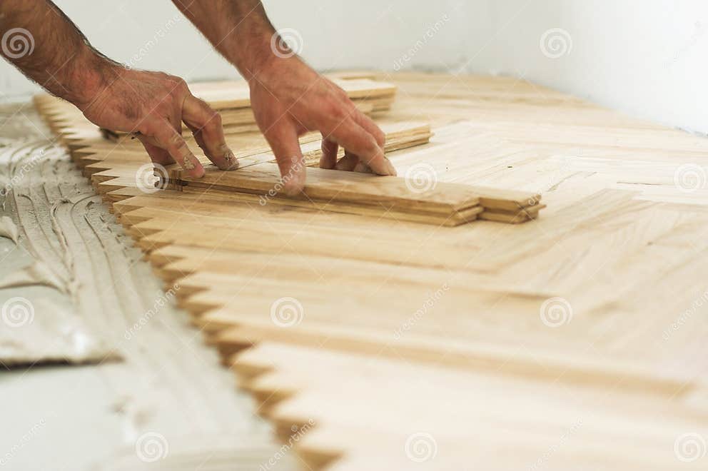 Parquet and Carpenter Concept Stock Image - Image of furniture, hands ...