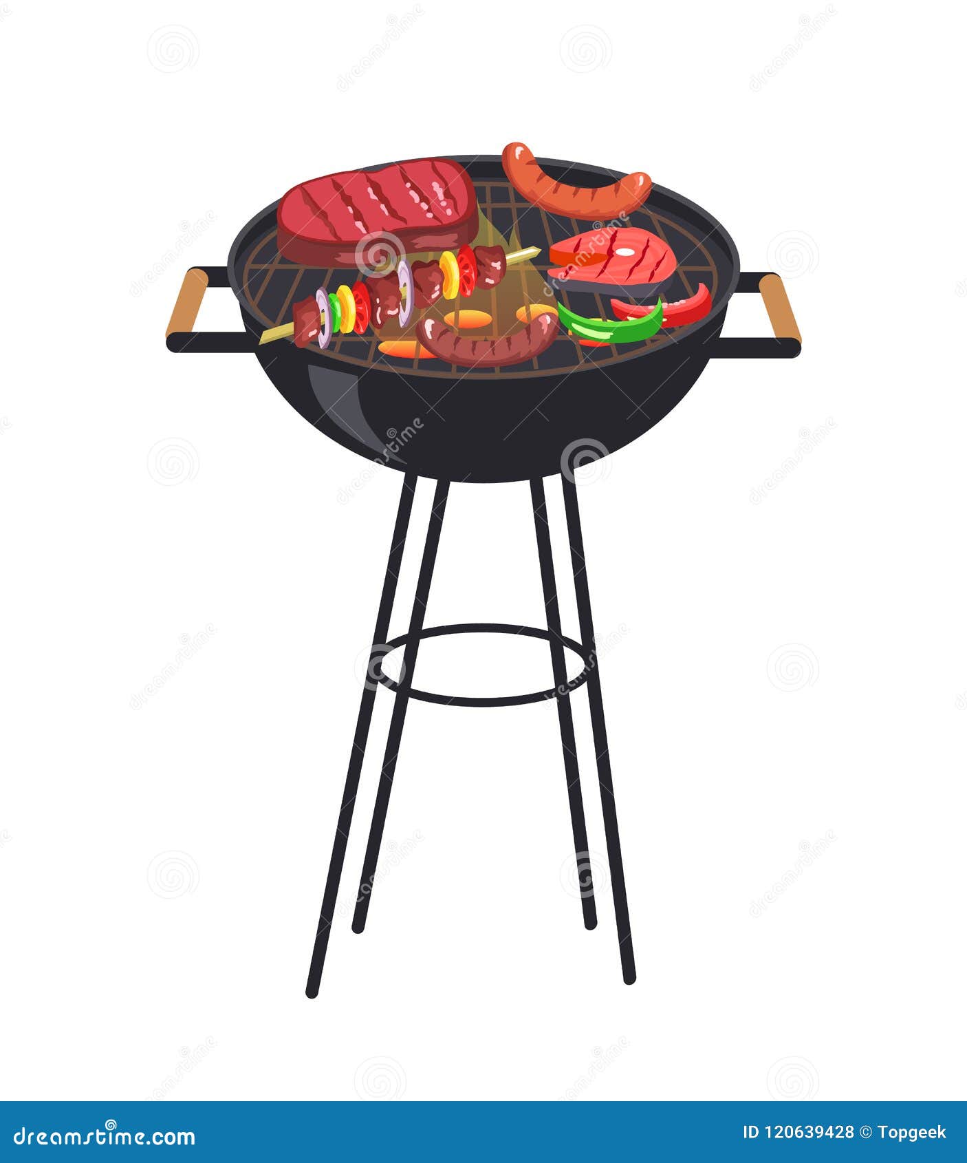 Parrilla Del Asador Con El Ejemplo Determinado Del Vector De La Comida ...