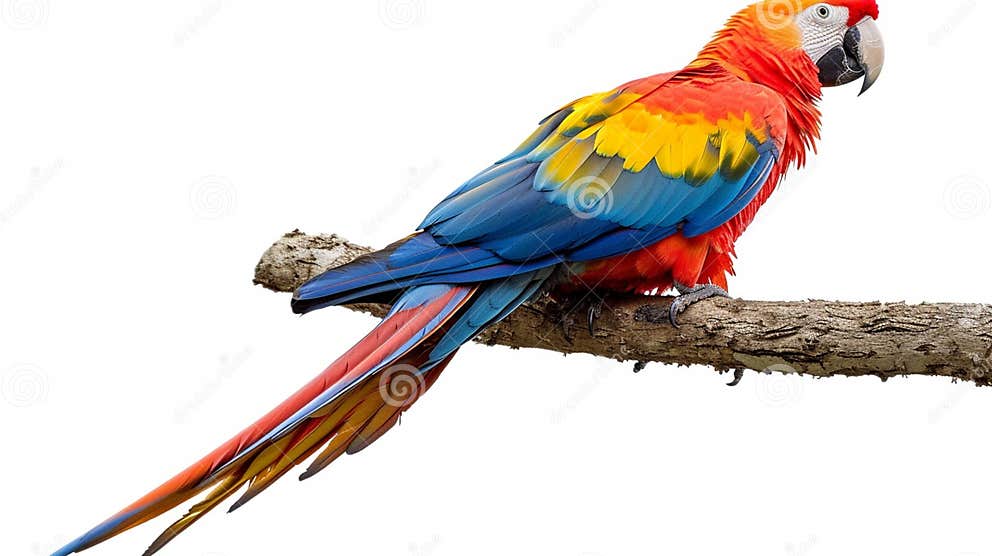Single Parrot Sitting on Branch . Stock Illustration - Illustration of ...