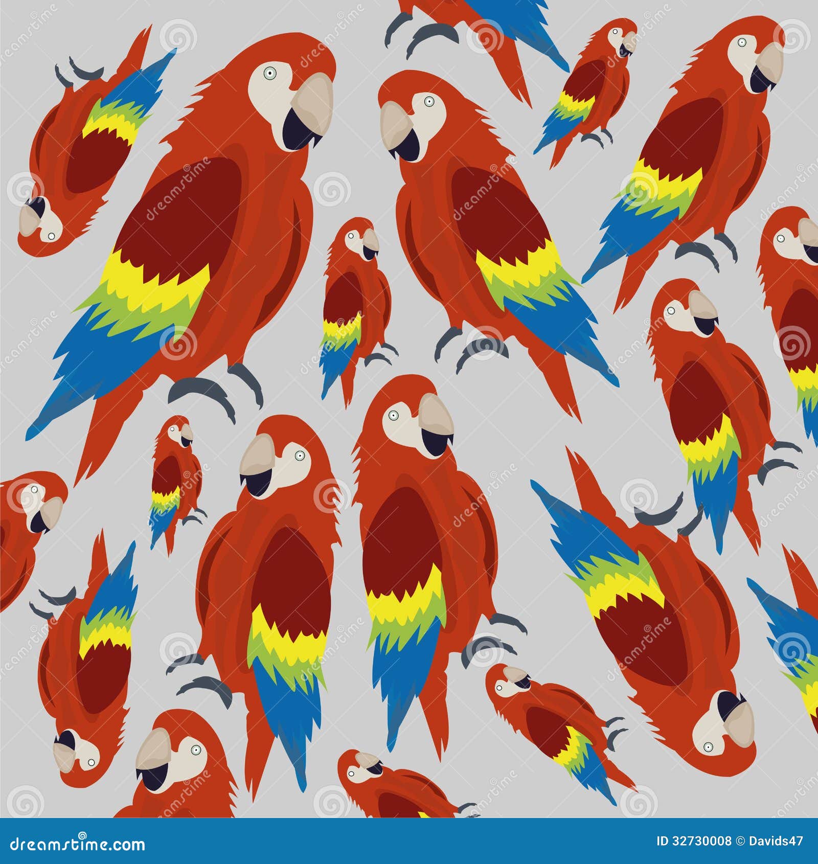 Abstract Parrots, Stylized Animal. Motley Multicolored Birds In ...