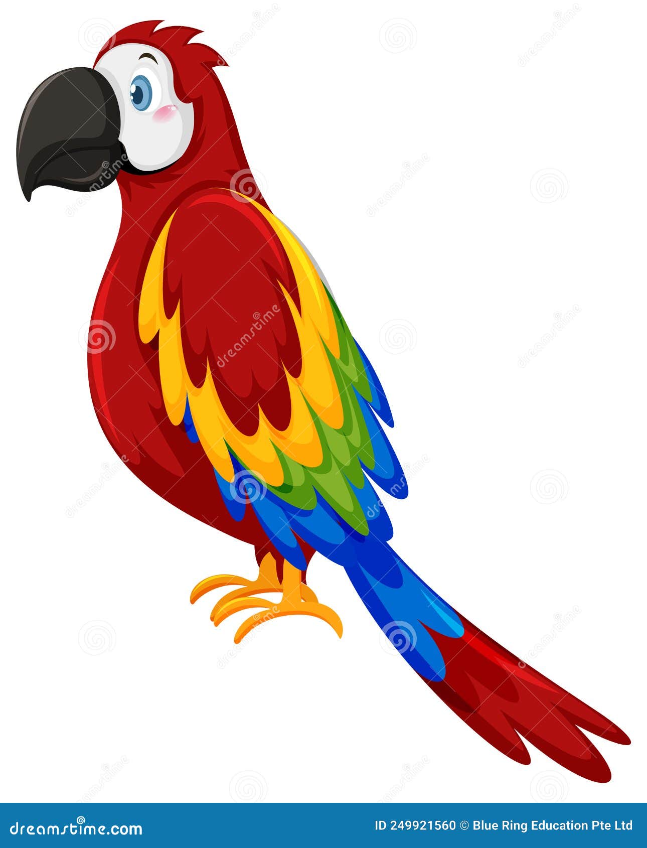 Parrot Bird in Cartoon Style Stock Vector - Illustration of comical ...