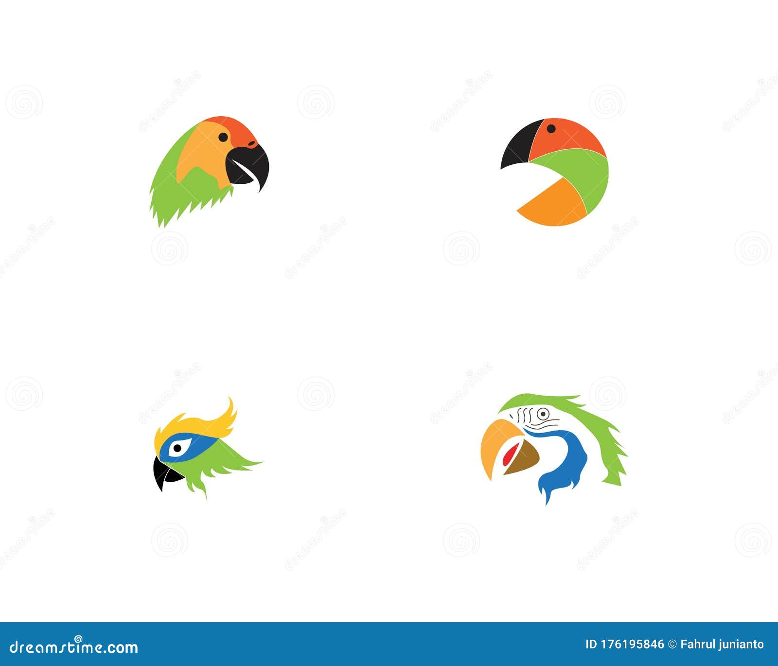 Parrot Bird Image Logo Vector Stock Vector - Illustration of flat ...