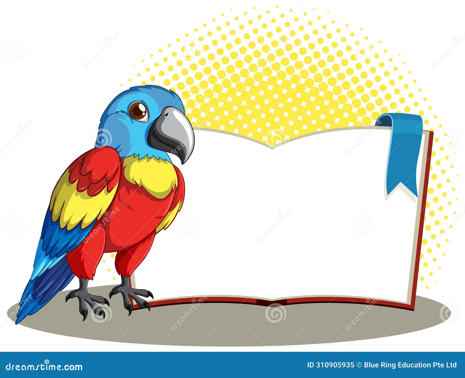 A Parrot beside a Blank Book Stock Vector - Illustration of feathers ...