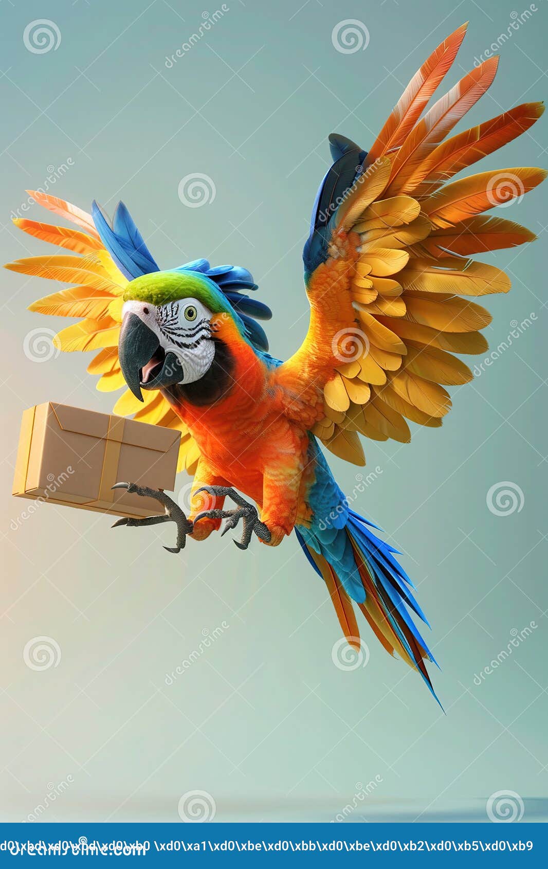 Parrot with Box Delivery Concept Stock Illustration - Illustration of ...