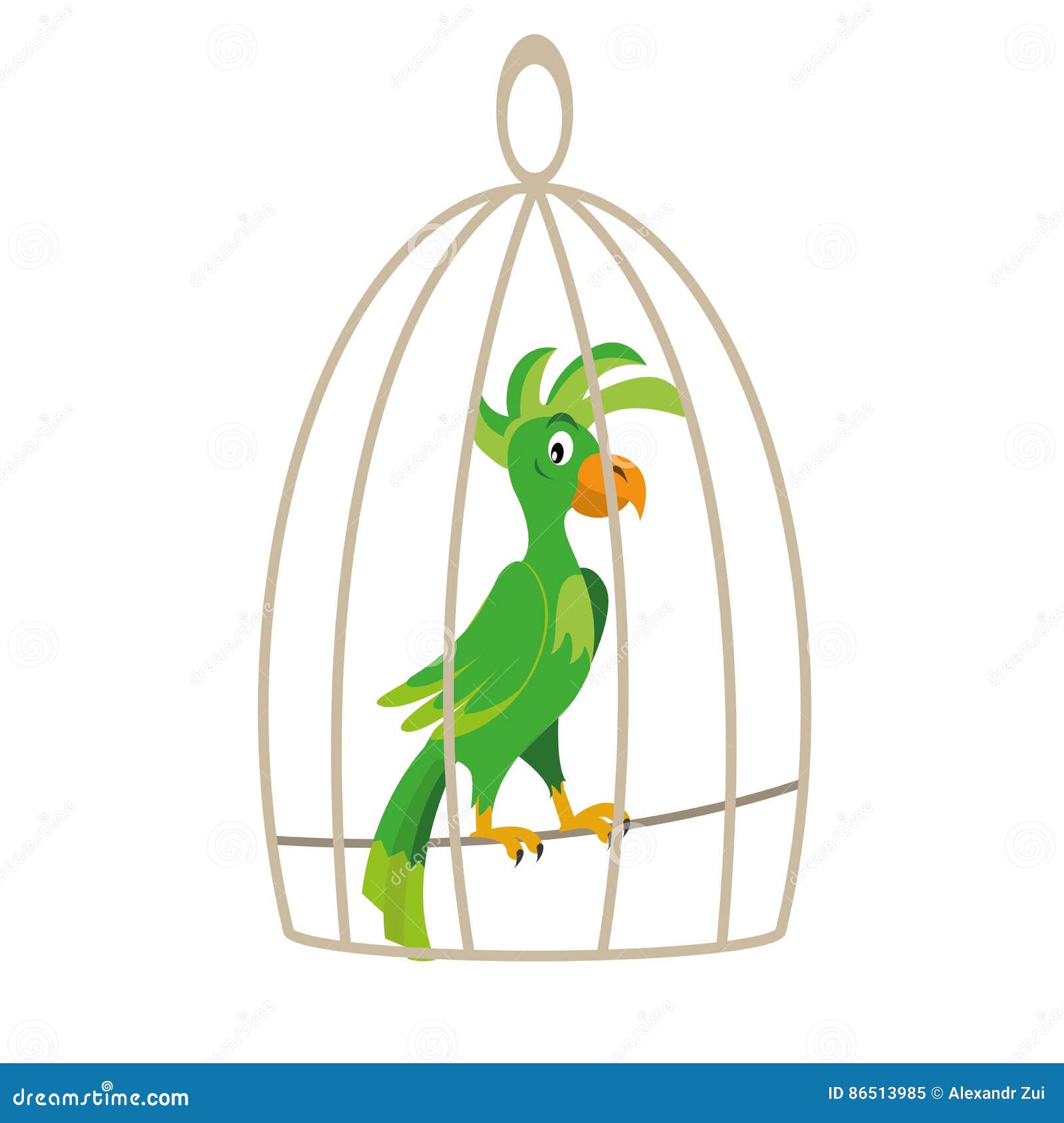 Parrot in a cage stock vector. Illustration of animal - 86513985