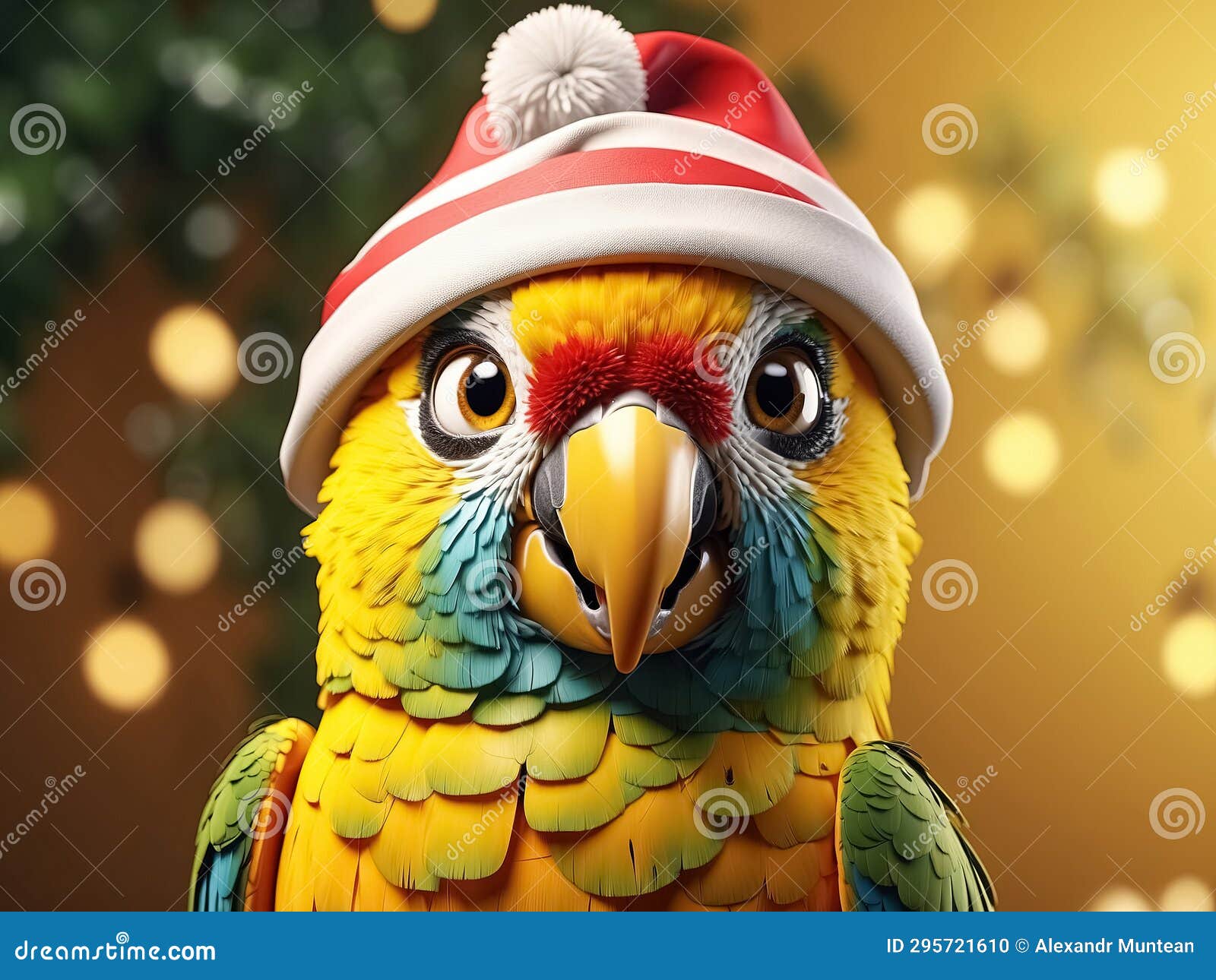 Parrot in Christmas Hat, Merry Christmas Card. Stock Illustration ...