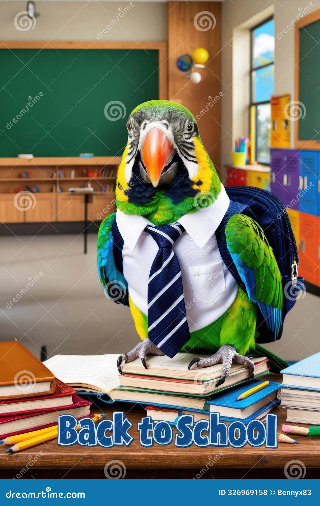 Parrot in a Classroom stock illustration. Illustration of wisdom ...
