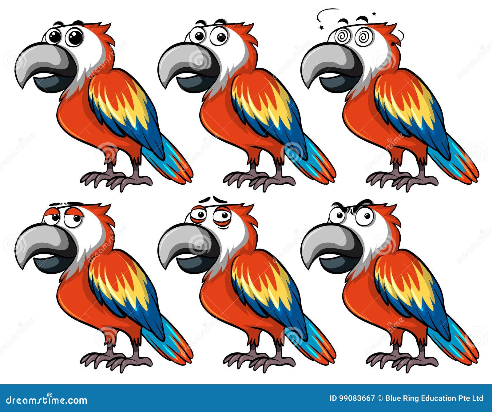 Parrot with Different Emotions Stock Vector - Illustration of clipart ...