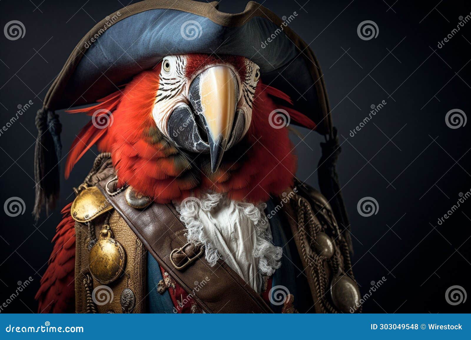 A Parrot Dressed As a Pirate in Costume for a Carnival Stock ...